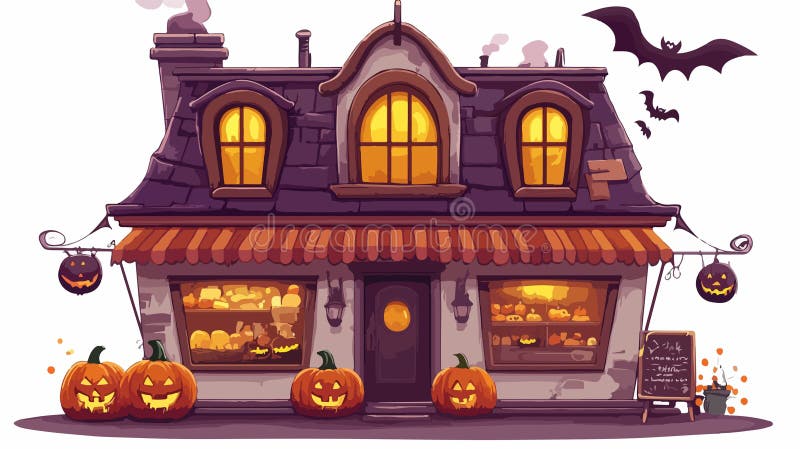Spooky Halloween Shop Vector on White Background Stock Vector ...