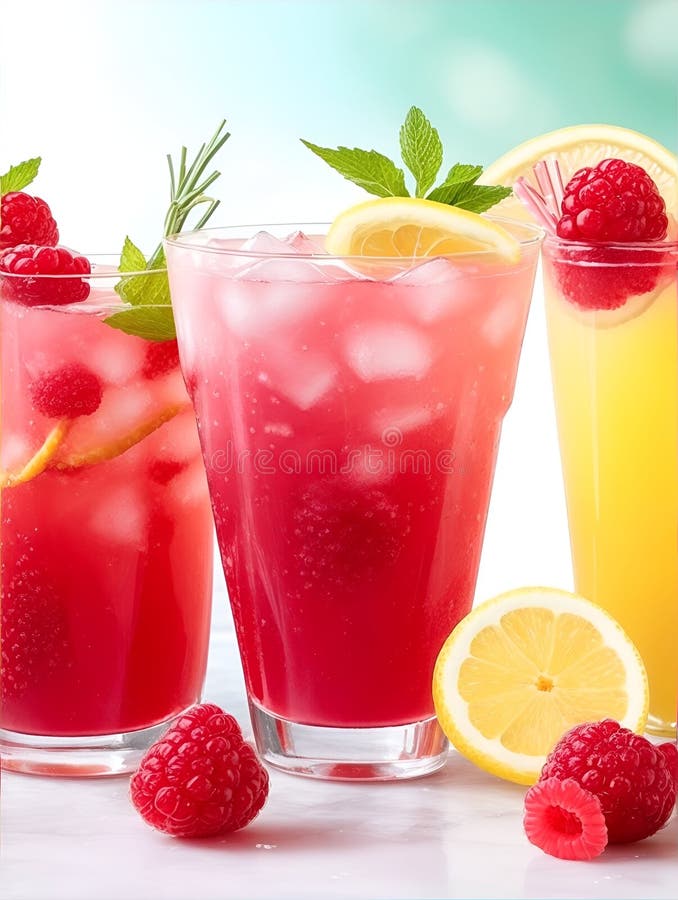 Spring or Summer Refreshing Cold Cocktail or Mocktail with Berries and ...