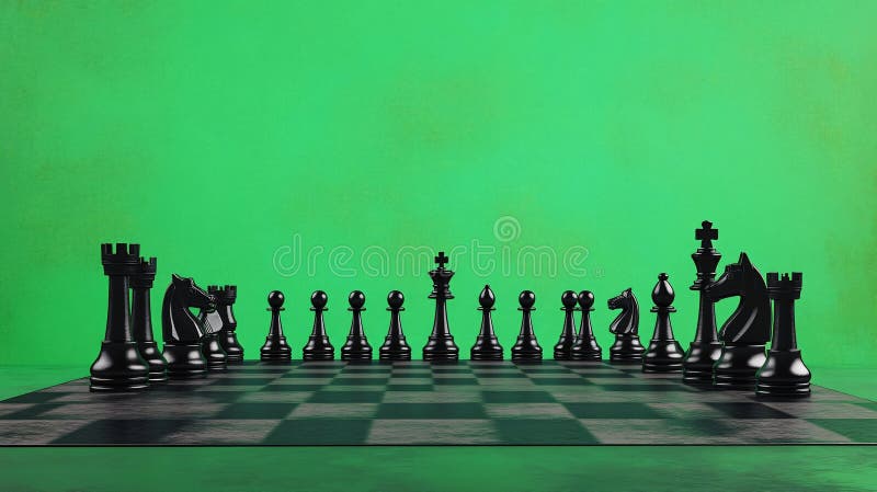 Strategically Placed Classic Chess Pieces on a Checkerboard Stock ...