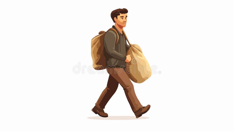Strong Man Carrying Sack Vector Illustration for Various Projects Stock ...