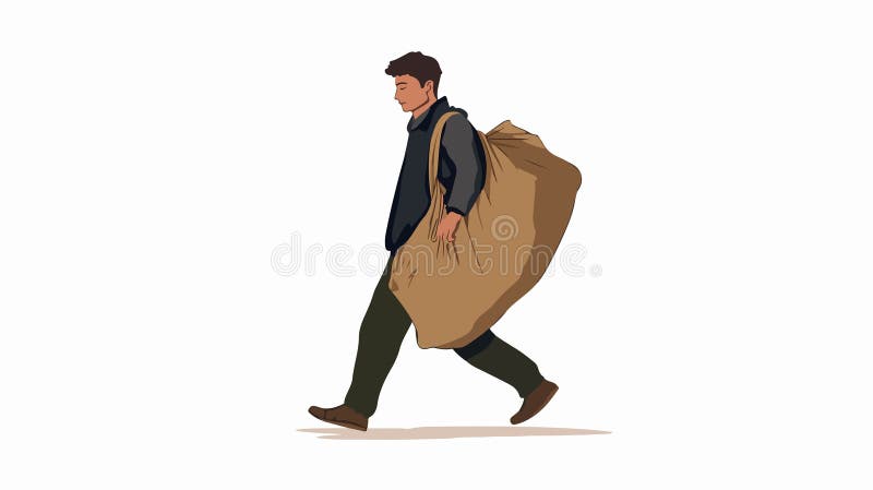 Strong Man Carrying Sack Vector Illustration for Various Projects Stock ...