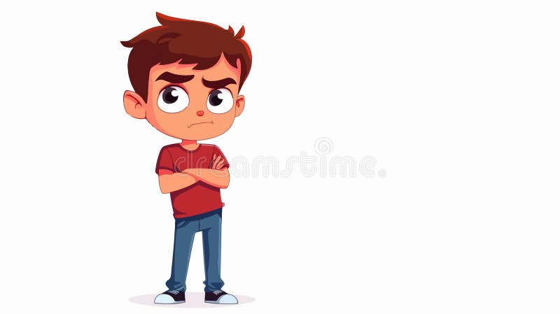 Stubborn Boy Vector Art Illustration: Creative Character Design for ...
