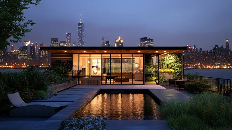 Stunning Minimalist Modern Home Design with Rooftop Garden Stock ...
