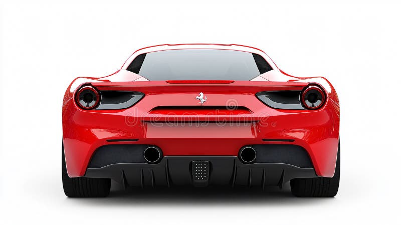Stunning Red Sports Car Back View Isolated on White Background Stock ...