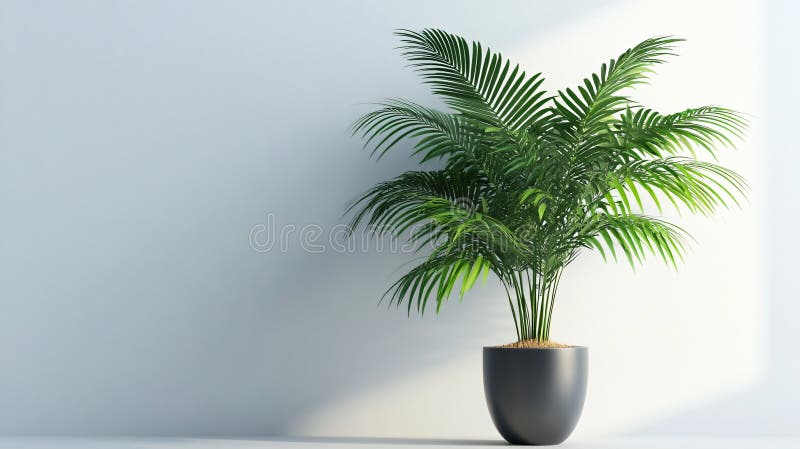 Stylish Hyper-Realistic Palm Tree and Flower Pot Stock Illustration ...