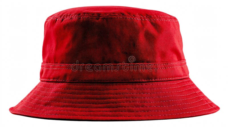 Stylish Red Bucket Hat Isolated on White Background Stock Illustration ...