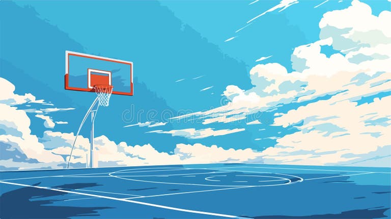 Surreal Basketball Court Floating in Sky Stock Vector - Illustration of ...