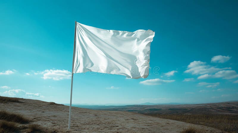 A Symbol of Surrender: White Flag on Pole for Surrendering in ...