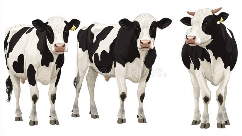 Three Black and White Cows in a Collection - Professional Animal ...