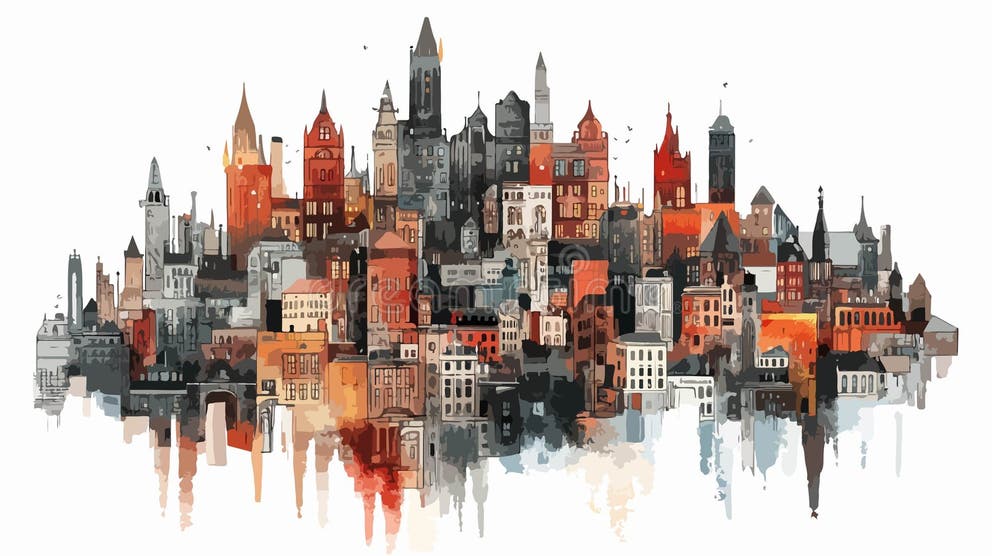 Urban Landscape Infographic with Multiple City Elements Stock Vector ...