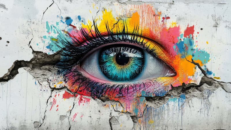 Vibrant Abstract Mural with Eye: a Captivating and Artistic Visual ...