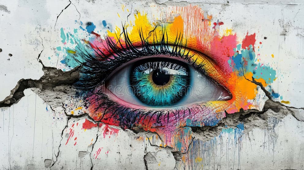 Vibrant Abstract Mural with Eye: a Captivating and Artistic Visual ...
