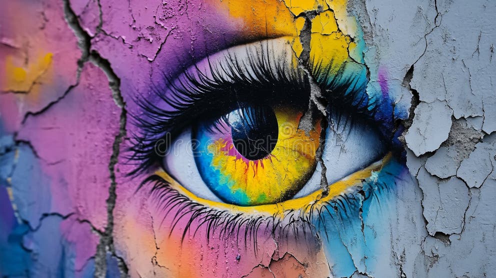 Vibrant Abstract Mural with Eye: a Captivating and Artistic Visual ...