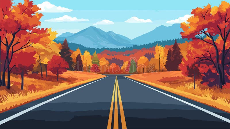 Vibrant Autumn Country Road Landscape with Fall Colors Stock ...