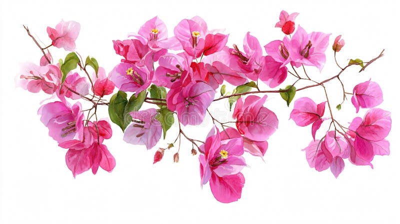 Vibrant Bougainvillea Creeper White Illustration for Creative Projects Stock Illustration ...