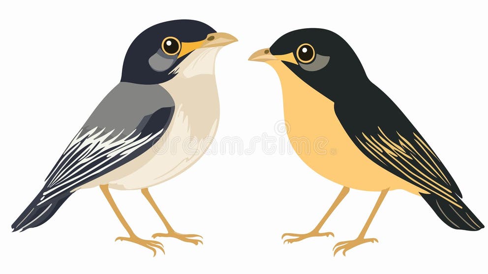 Vibrant Cute Myna Bird Vector Illustration Isolated on White Background ...