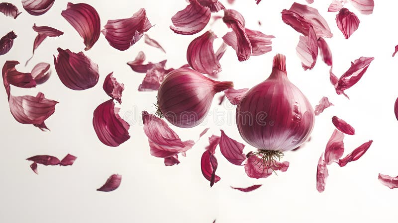 Vibrant Falling Red Onion on White Background for Culinary Designs ...