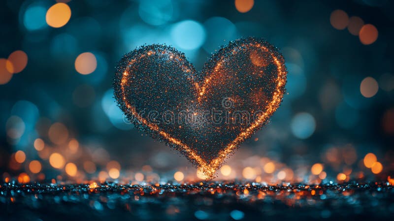 Vibrant Glowing Heart Shape Sparkling Particles Image Stock ...
