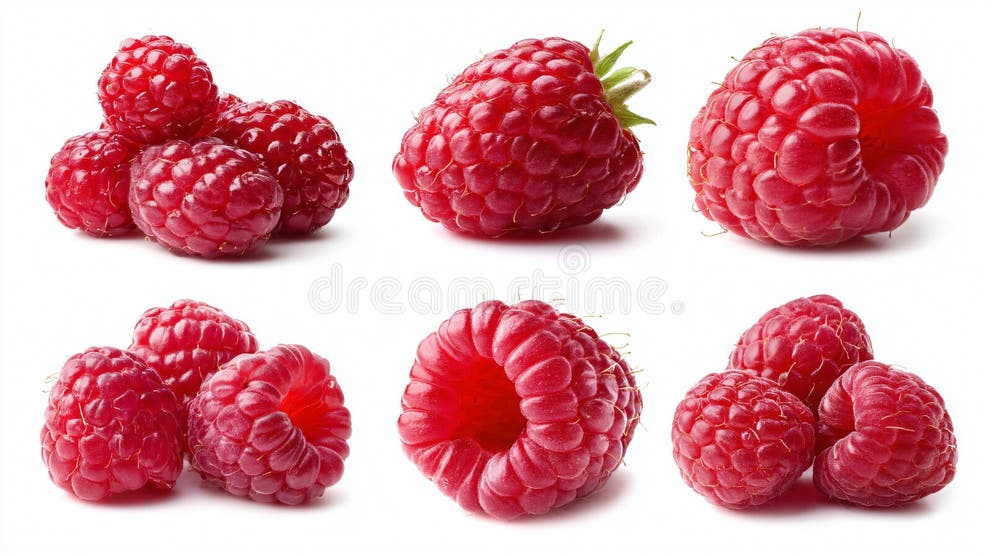 Vibrant Raspberry Set Displayed from Multiple Angles and Views Stock ...