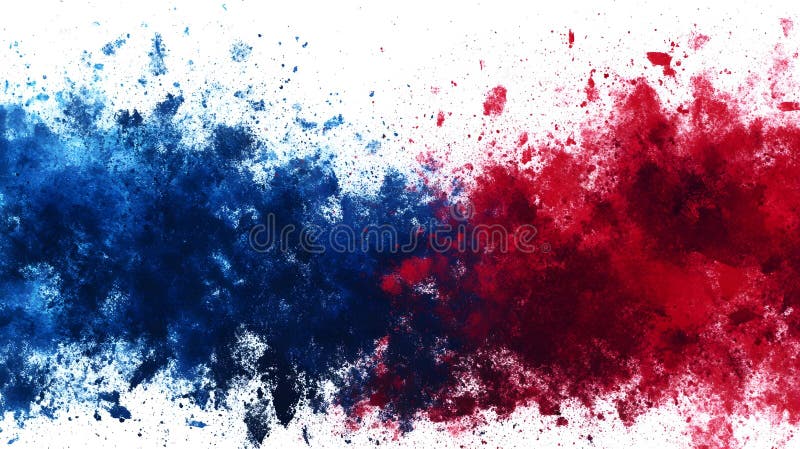 Vibrant Red and Blue Dust Explosion on Clean White Background Stock ...