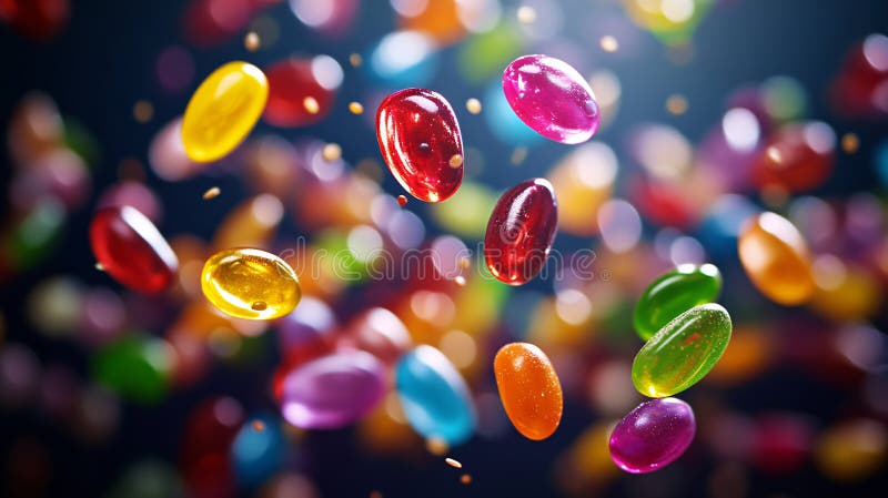 Vibrant Round Colorful Jelly Falling in the Air Isolated Image Stock ...
