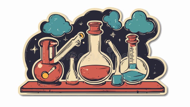 Vintage Cartoon Science Experiment Distressed Background Illustration ...