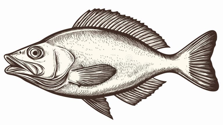 Vintage Halibut Sea Fish Marine Flatfish Drawing Stock Vector ...