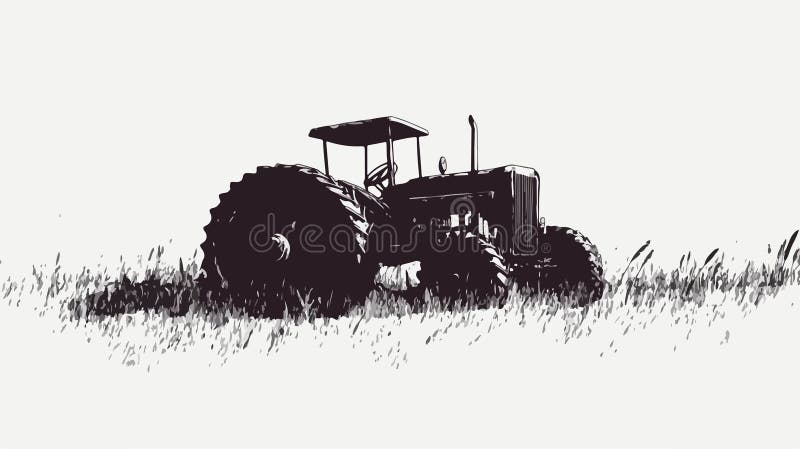 Vintage Hand Drawn Tractor Silhouette Vector Illustration Stock Vector ...