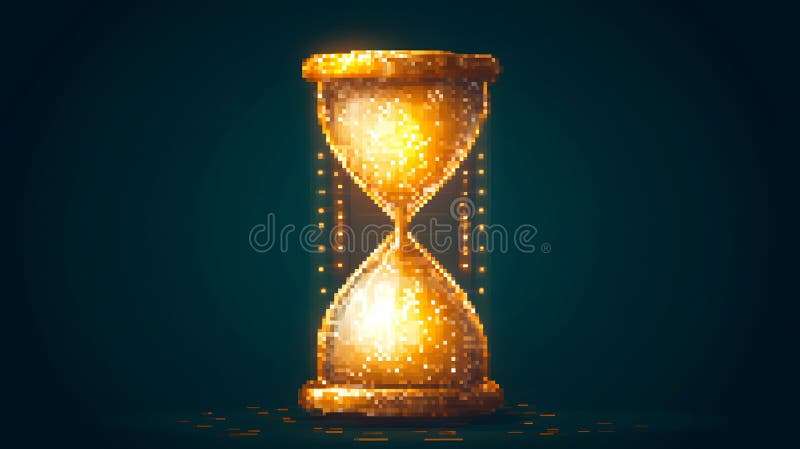 Vintage Retro Hourglass Time Symbol Pixel Art Digital Illustration ...