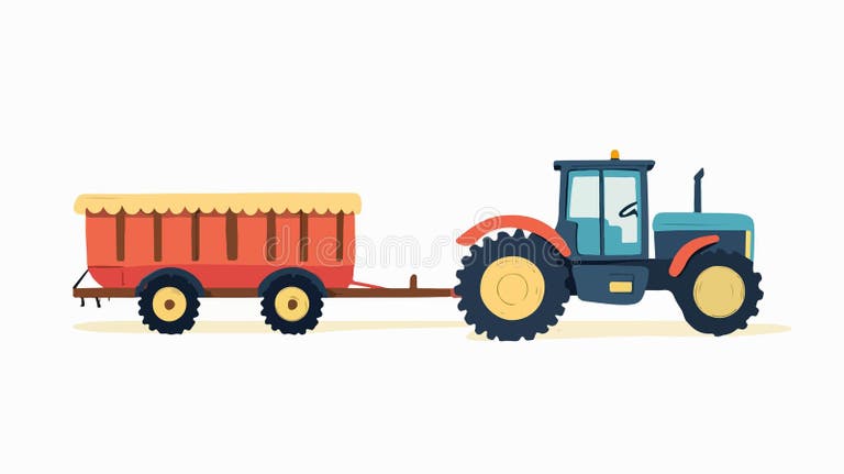 Vintage Tractor and Trailer Hand-drawn Artwork for Illustrations and ...