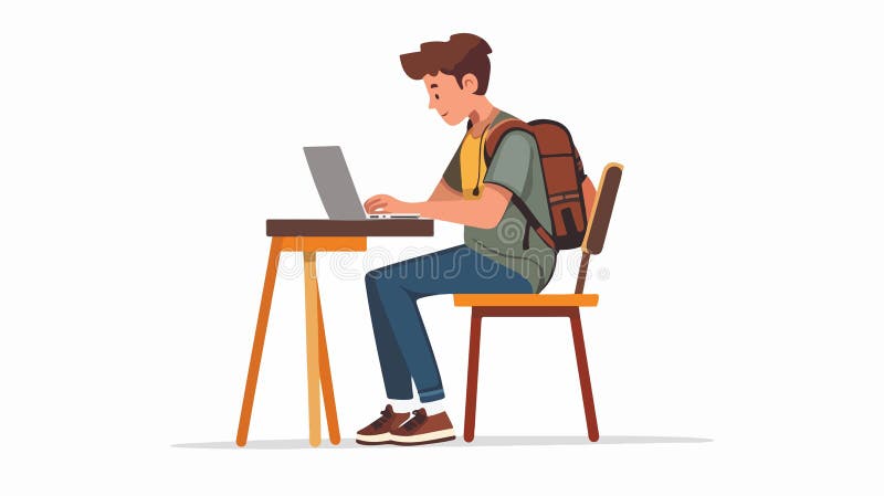 Virtual Learning Environment with Engaged Students Flat Vector ...