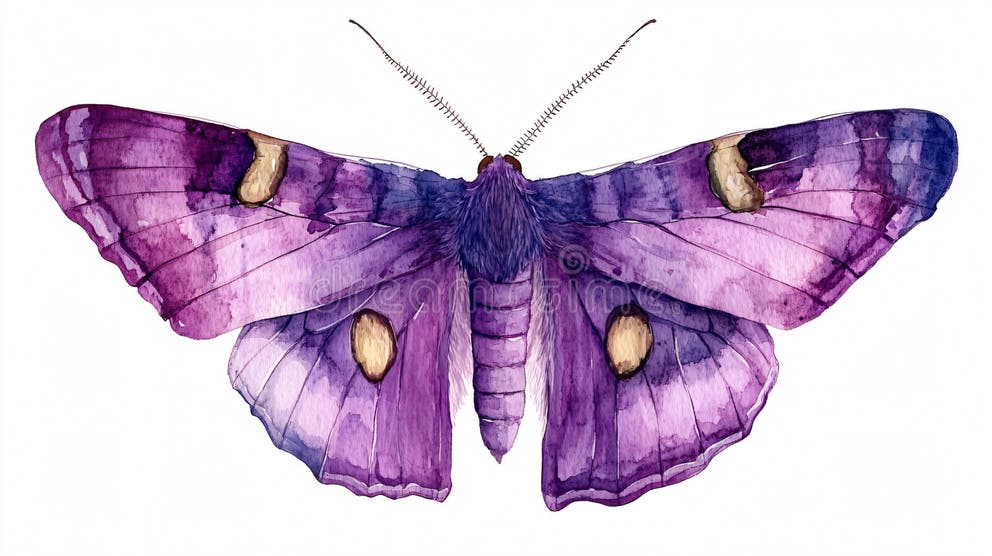 Watercolor Violet Moth Illustration: Exquisite Detail and Elegance ...