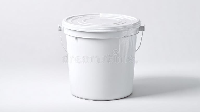 White Plastic Bucket with Lid on a White Background - Professional ...