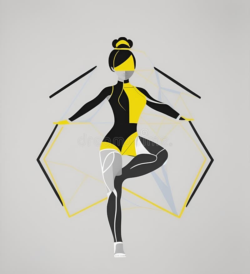 A Standing Girl Exercising Pose, Yoga Logo Vector Emblem, Linear Modern ...