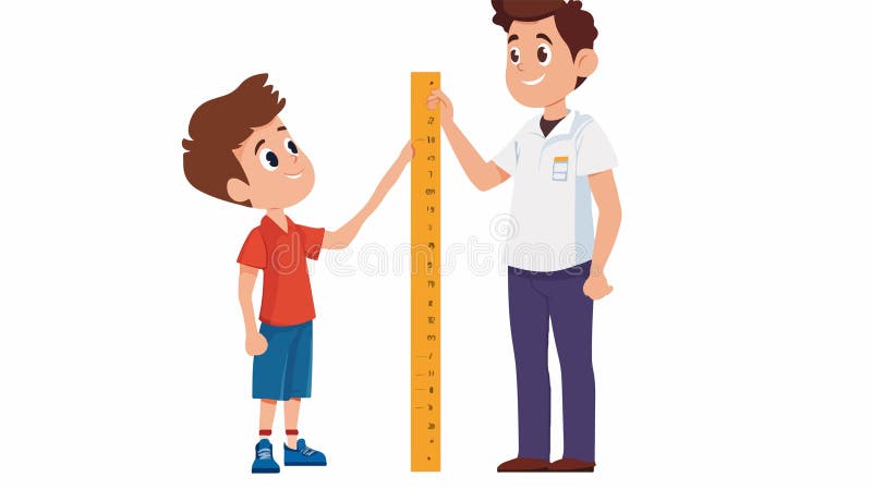 Young Boy Measuring Height in Vector Illustration Stock Vector ...