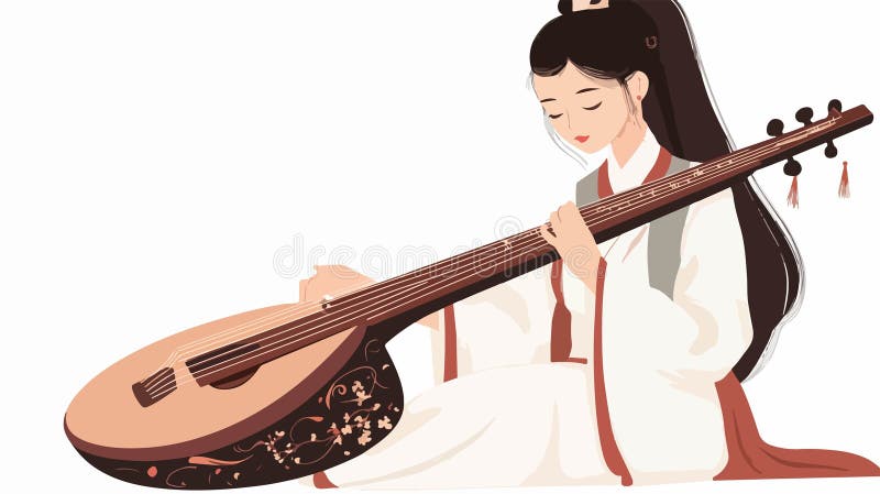 Young Female Musician Playing Chinese Instrument, Music Performance ...