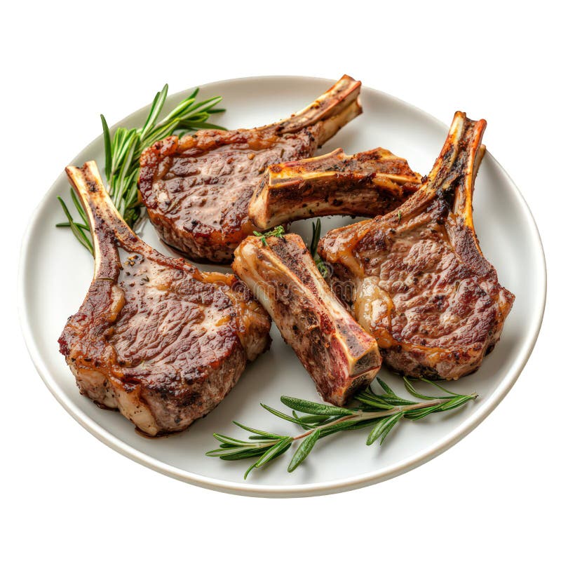 Grilled Lamb Chops with Fresh Rosemary Stock Image - Illustration of ...