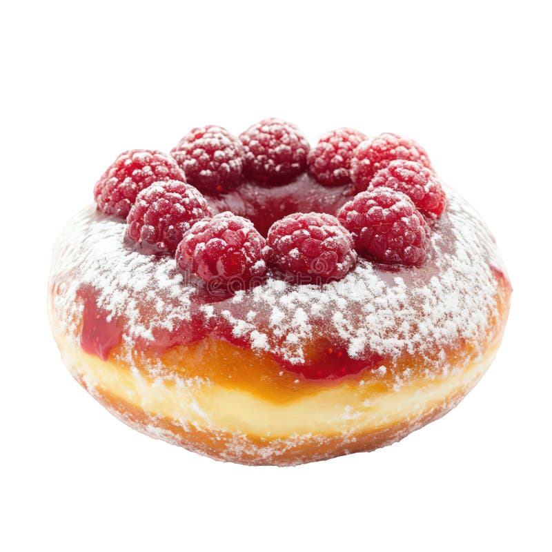 Raspberry Glazed Donut with Powdered Sugar Stock Illustration ...