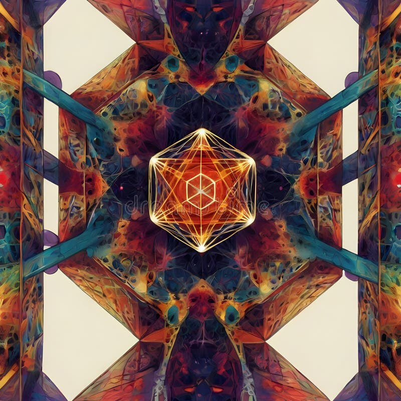 Image of Geometric Metatron Cube Pattern Artwork. Stock Illustration ...