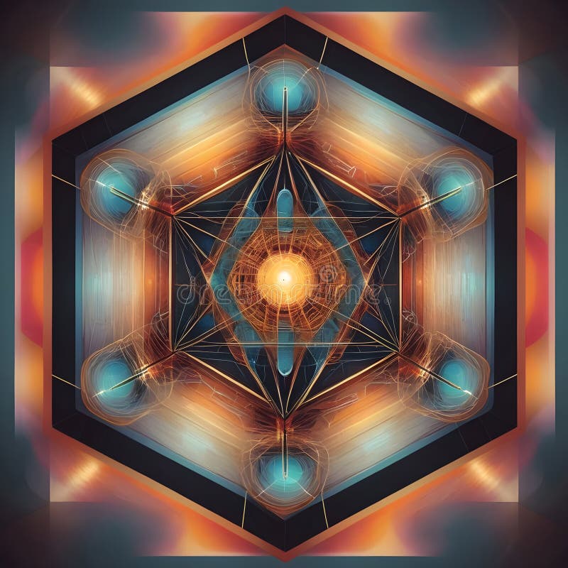 Image of Geometric Metatron Cube Pattern Artwork. Stock Illustration ...