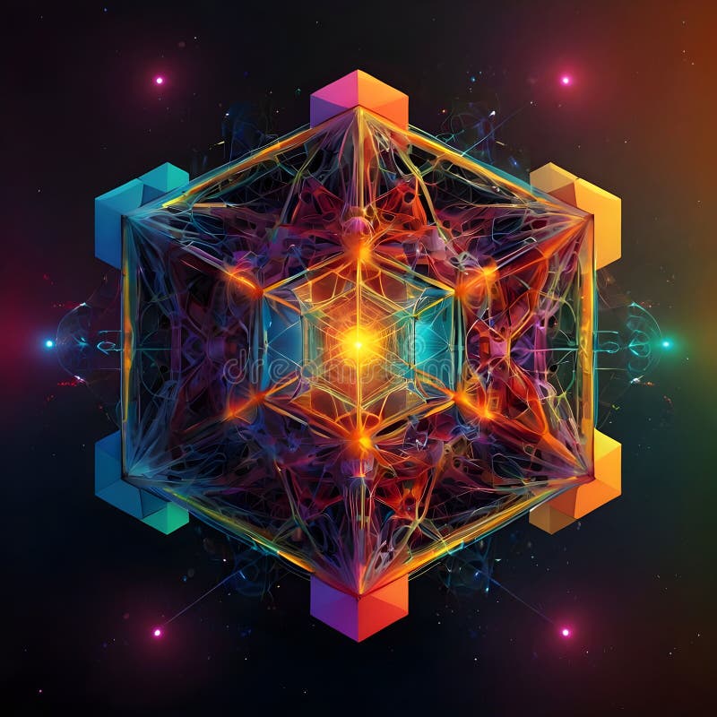 Image of Geometric Metatron Cube Pattern Artwork. Stock Illustration ...