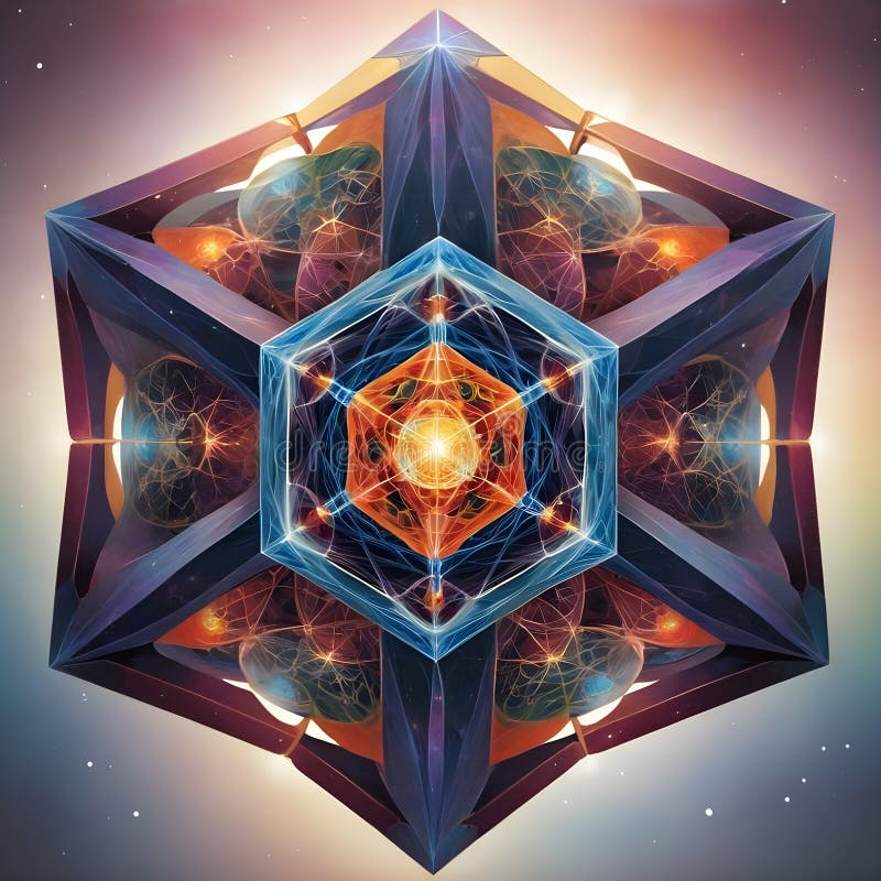 Image of Geometric Metatron Cube Pattern Artwork. Stock Illustration ...