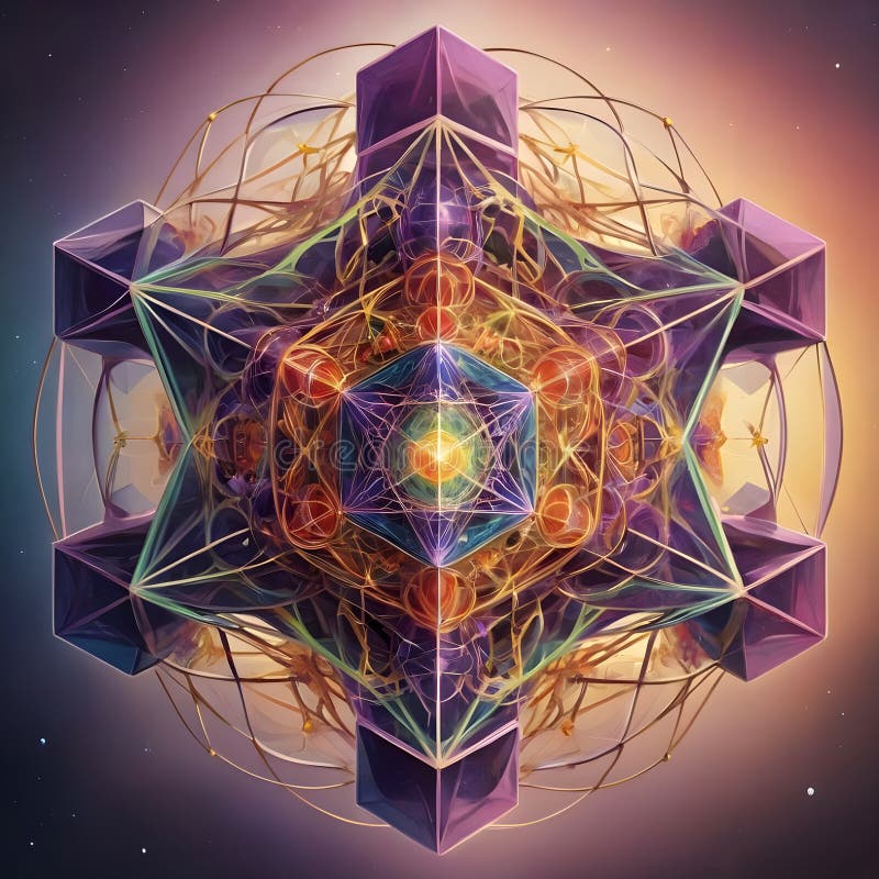 Image of Geometric Metatron Cube Pattern Artwork. Stock Illustration ...