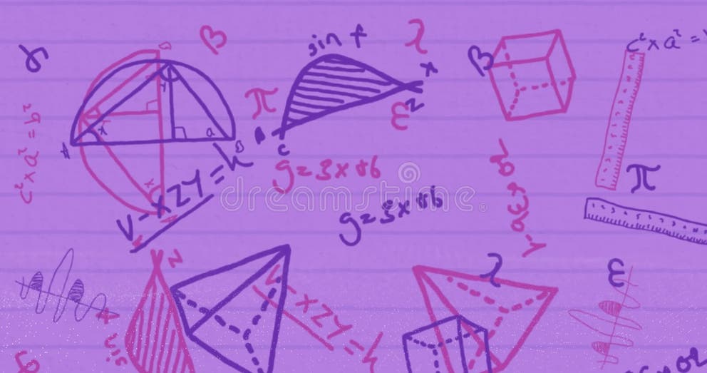 Image of Geometry and Math Formulas on Pink Background Stock ...