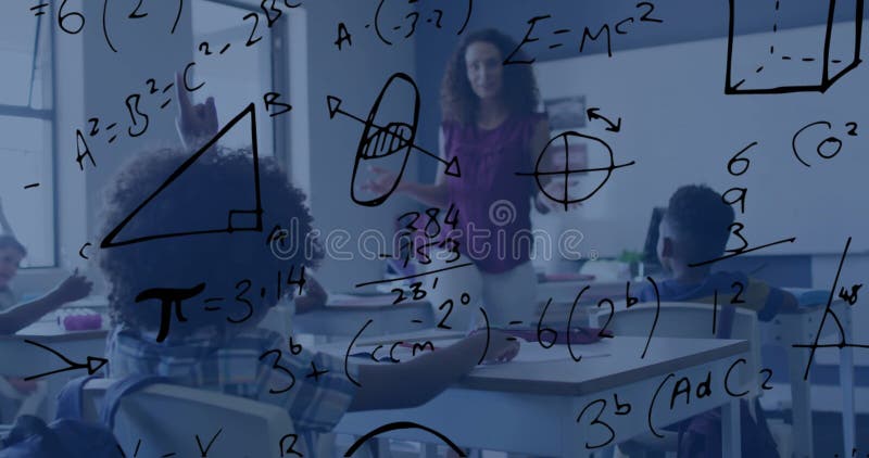 Image of Geometry and Maths Equations Over Diverse Female Teacher and ...