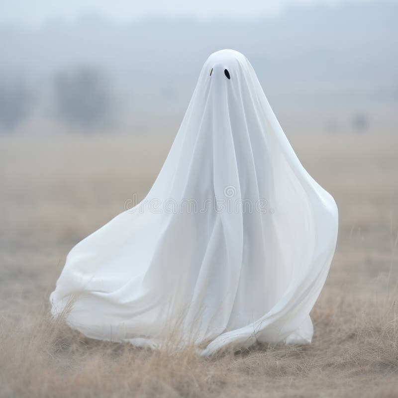 An Image of a Ghost in a Field Stock Illustration - Illustration of ...