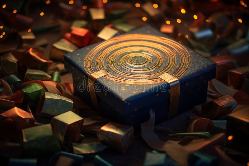 An Image of a Gift Box Sitting on Top of a Pile of Presents Stock ...