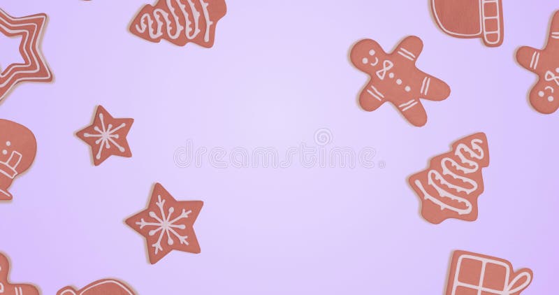 Image of Gingerbread Falling at Christmas Over Blue Background Stock ...
