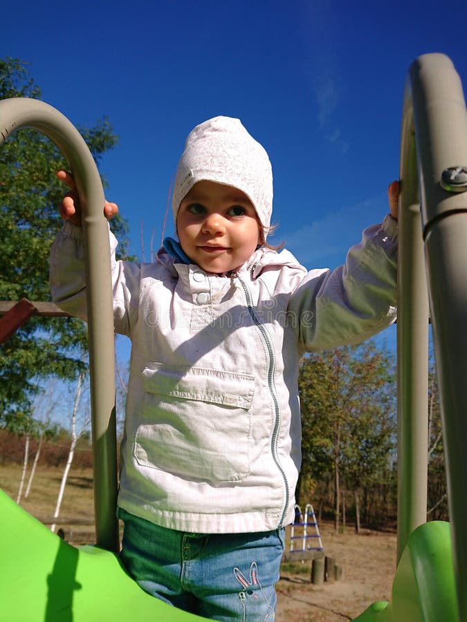 Going up on the slide stock photo. Image of girl, playing - 170834488