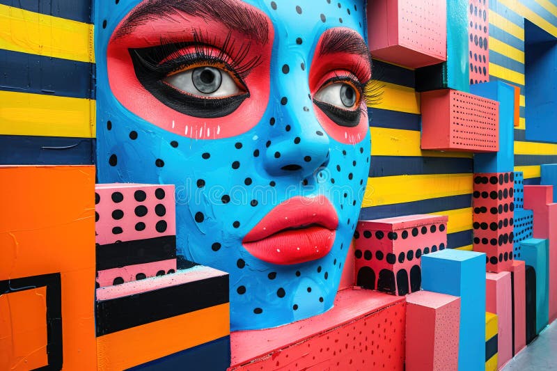 Image of a Girl S Makeup in the Cluttercore Trend Using Rich Colors and ...